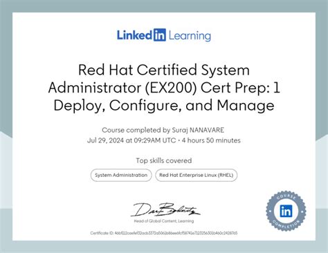 Certificateofcompletion Red Hat Certified System Administrator Ex200 Cert Prep 1 Deploy