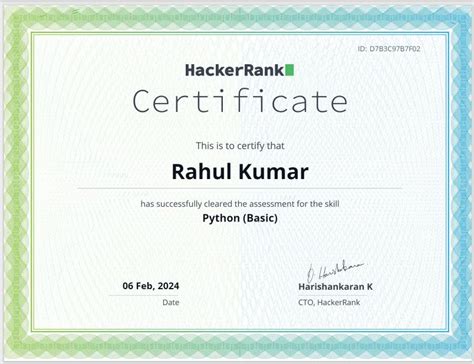 Certification Coding Hackerrank Programming
