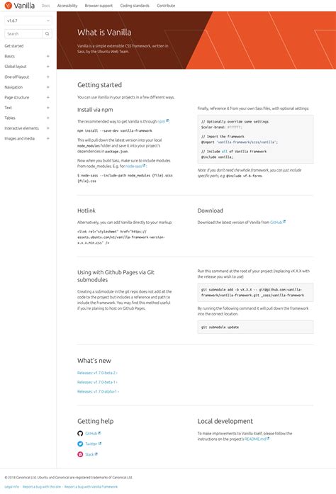 Create Docs Homepage Template For Vanilla · Issue 222 · Canonical
