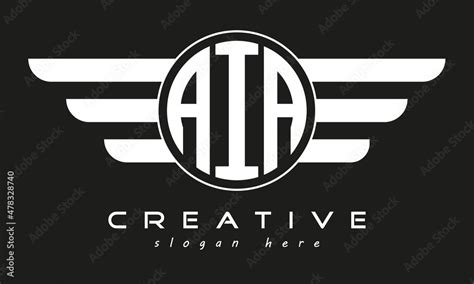 Aia Three Letter Monogram Type Circle Letter Logo With Wings Vector Template Stock Vector