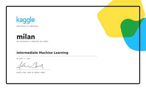 milan completed the intermediate machine learning course on kaggle