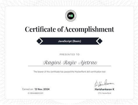 Ragini Ajetrao On Linkedin Javascript Hackerrank Certification Webdevelopment