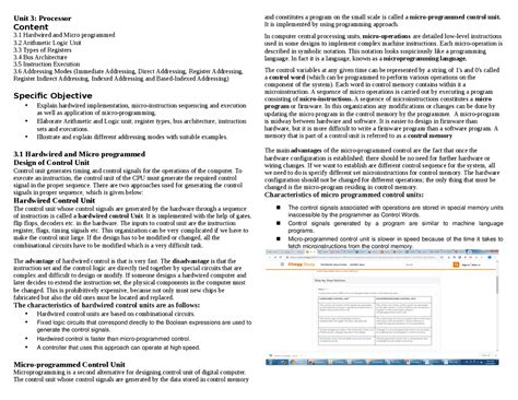 Unit 2 Processor Of Computer Docsity