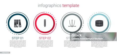 Set Office Folders Pencil Graph Schedule Chart Diagram And Geometric Figure Cylinder Business