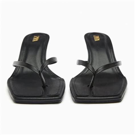 Zara Shoes Zara Strappy Toe Post Heeled Leather Sandals Poshmark