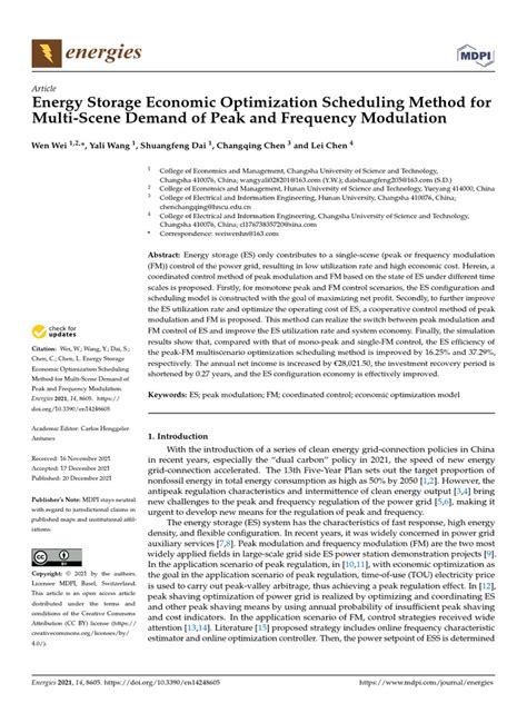 Energy Storage Economic Optimization Scheduling Method For Multi Scene Demand Of Peak And