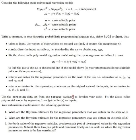 Solved Consider The Following Cubic Polynomial Regression Chegg