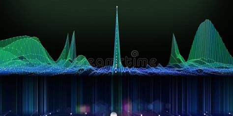 Abstract Background Color Wavy Graph From Dotted Guides With Blurred Lines On Dark Technology