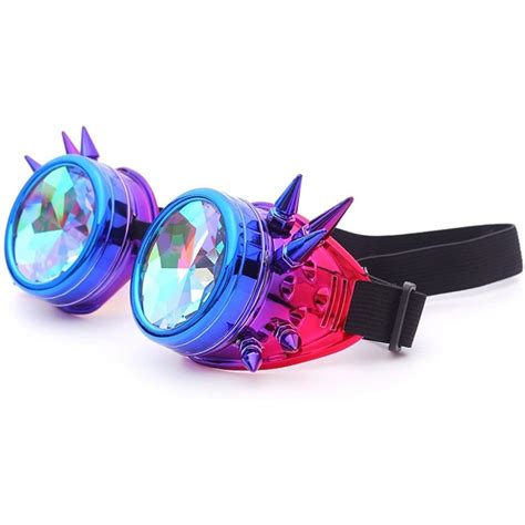 Kaleidoscope Steampunk Rave Glasses Goggles With Rainbow Crystal Glass