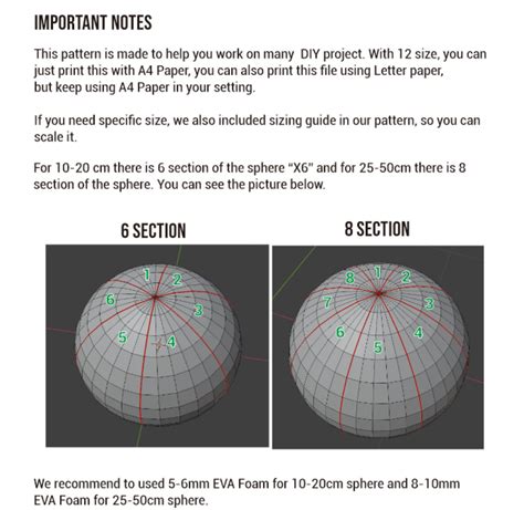 Basic Eva Foam Pattern Ball Sphere Cosplay Template Pdf Blueprint