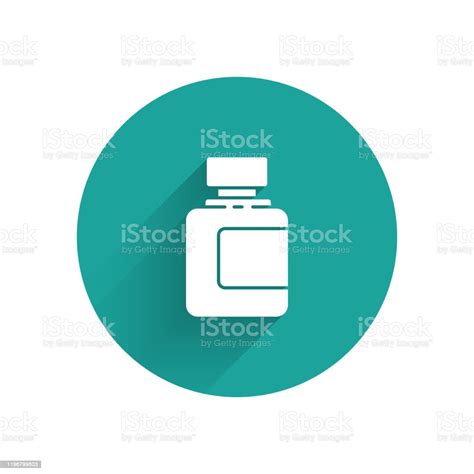 긴 그림자로 분리된 화이트 소스 병 아이콘 패스트 푸드 소스 케첩 겨자 마요네즈 병 녹색 원 버튼입니다 벡터 일러스트레이션 드레싱 식품에 대한 스톡 벡터 아트 및 기타