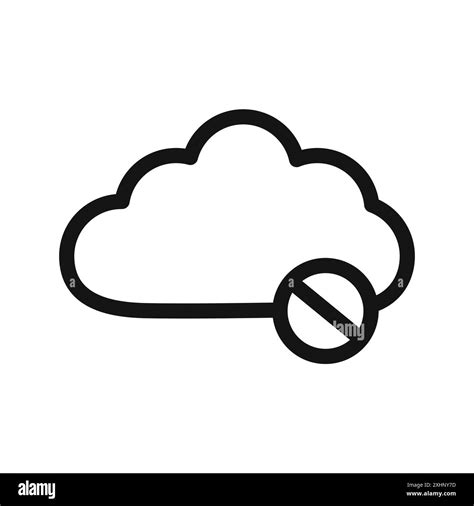 Cloud Sync Disable Icon Black Line Art Vector In Black And White