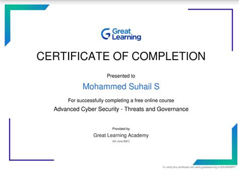 Cybersecurity Greatlearning Onlinecourses Mohammed Suhail