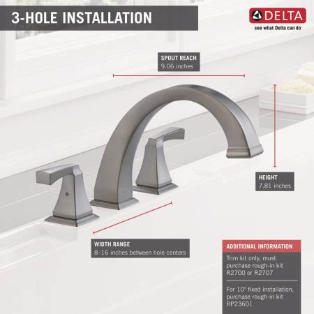 Delta T2751 Pn Dryden Deck Mounted Roman Tub Filler Trim With Lever