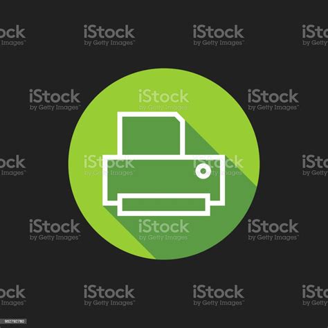 검은 배경에 원형 색 단추에 그림자를 사용한 프린터 아이콘 3차원 형태에 대한 스톡 벡터 아트 및 기타 이미지 3차원 형태 검은색 그림자 Istock