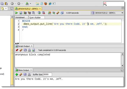DBMS OUTPUT In SQL Developer