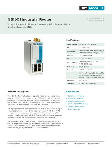 NB1601 Product Information | PDF