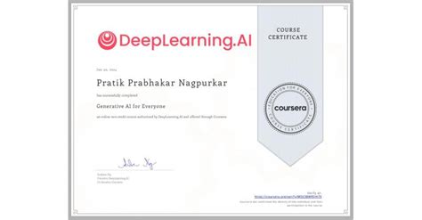 Pratik Nagpurkar On Linkedin Completion Certificate For Generative Ai