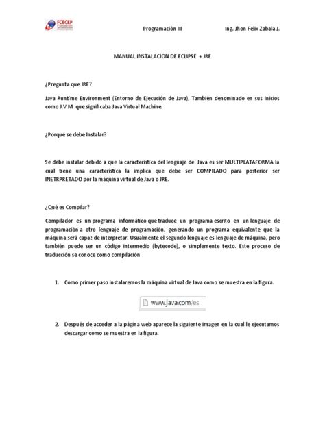 manual instalacion de eclipse pdf java lenguaje de programación