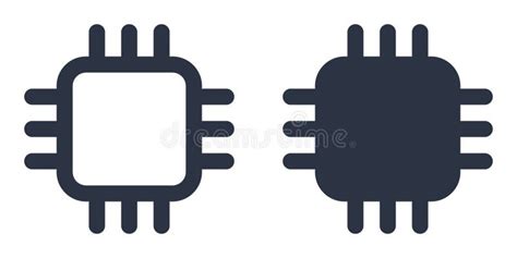 Chip Or Microchip Simple Icons Set Designed In Filled And Stroke Style Stock Vector