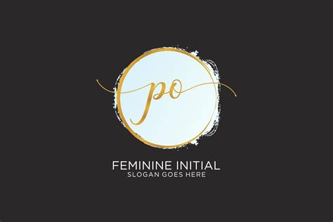 Initial Po Handwriting Logo With Circle Template Vector Signature