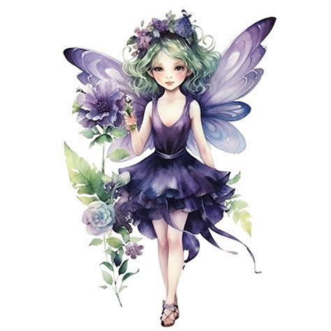 A Close Up Of A Fairy With A Flower In Her Hand Generative Ai Premium