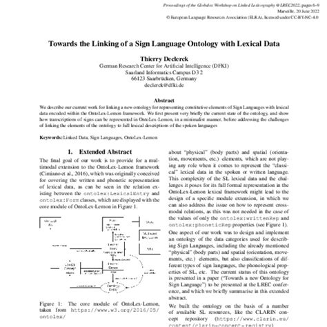 Towards The Linking Of A Sign Language Ontology With Lexical Data Acl