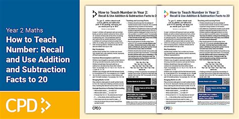 How To Teach Number In Year 2 Recall And Use Addition And Subtraction Facts