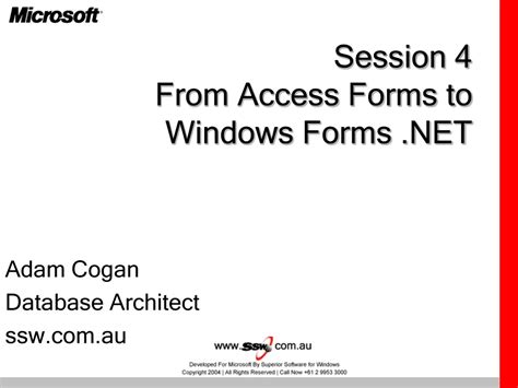 Ppt Session 4 From Access Forms To Windows Forms Net Powerpoint Presentation Id9101892