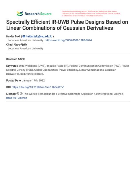 Pdf Spectrally Efficient Ir Uwb Pulse Designs Based On Linear