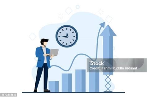 생산성 자기 관리 및 소규모 사람들과의 시간의 개념 직원 성과와 자기 규제에 대한 추상적인 벡터 그림 남자들은 수입을 보충하기 위해 시간을 사용합니다 개념에 대한 스톡 벡터