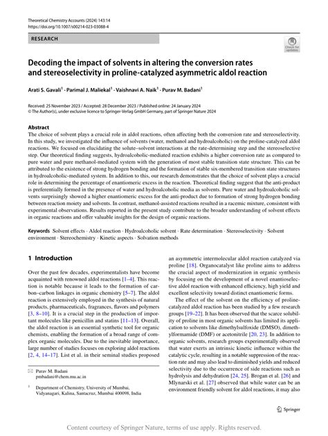 Decoding The Impact Of Solvents In Altering The Conversion Rates And Stereoselectivity In