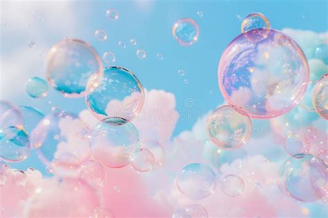 A Bunch Of Bubbles Gracefully Float Atop A Light Pink And Light Blue Background With A Sky