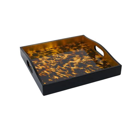 10990lqsqr Tortoiseshell Lacquer Square Tray 14x14 Any Occasion
