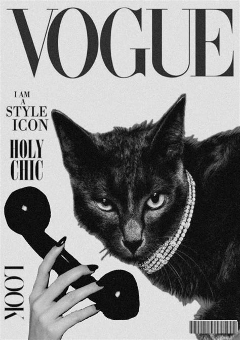 Kitty On Vogue Black And White Poster