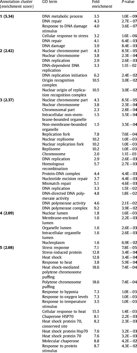 results from david clustering analysis of go terms for genes activated