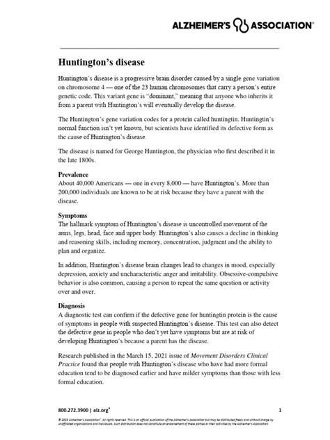Alzheimers Dementia Huntingtons Disease Ts Pdf Genetic Disorder Alzheimers Disease