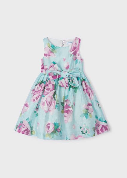 Girls Linen Floral Print Dress By Mayoral 23 03913 091 Wonderland