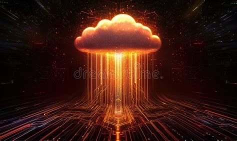 digital cloud computing concept with data streams and circuit patterns