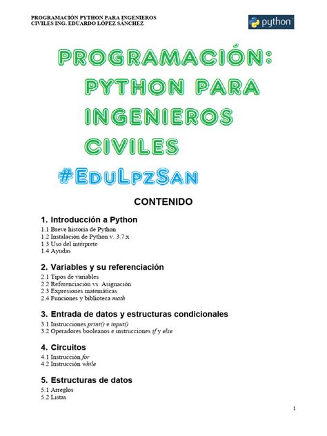 Python Para Ingenieros Civilespdf Descargar Gratis Pdf Python