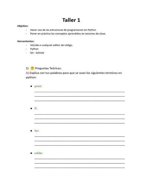 Taller 1 Pdf Python Lenguaje De Programación Software Libre