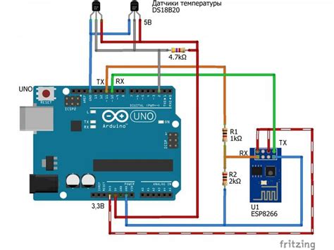 arduino esp8266 Передача показаний с двух датчиков температуры на