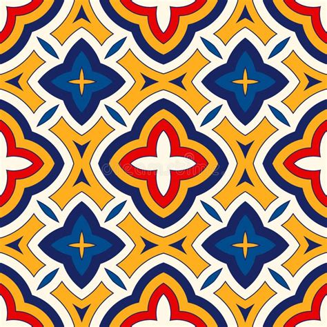 Bright Ethnic Abstract Background Seamless Pattern With Symmetric Geometric Ornament Stock