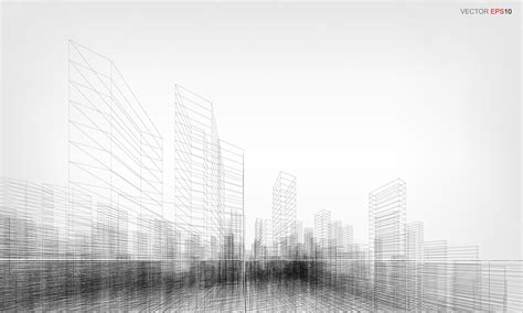 Premium Vector Wireframe City Background Perspective 3d Render Of Building Wireframe Vector