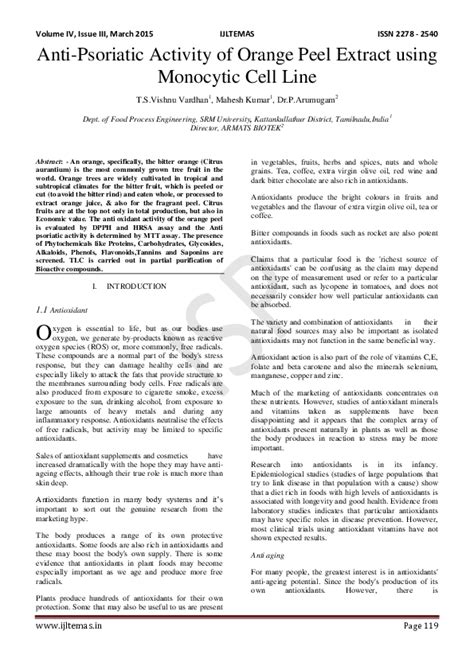 Pdf Anti Psoriatic Activity Of Orange Peel Extract Using Monocytic