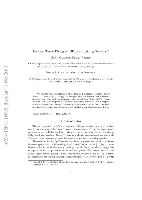 pdf landau gauge fixing on gpus and string tension