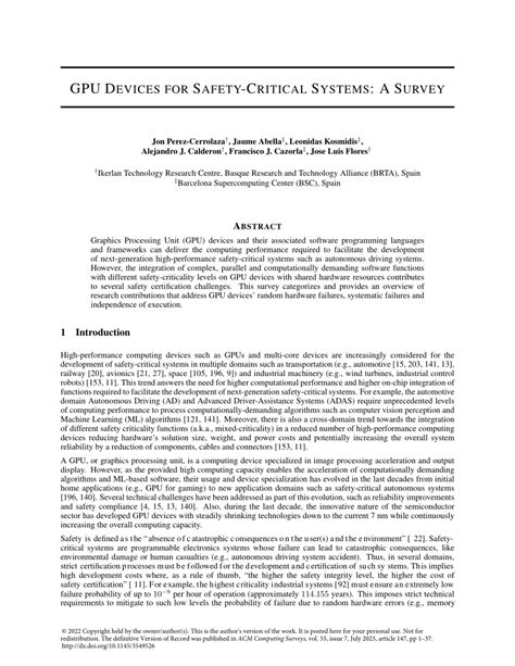 Pdf Gpu Devices For Safety Critical Systems A Survey