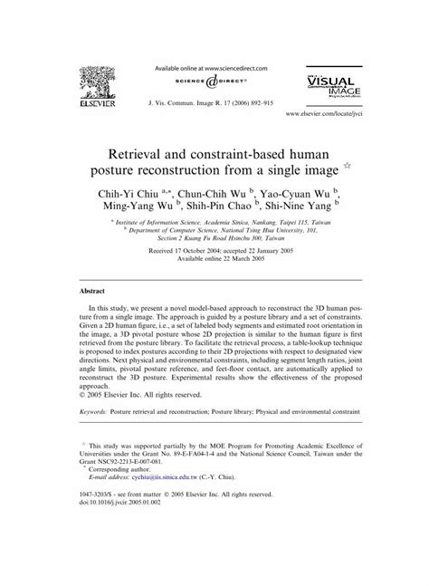 Pdf Retrieval And Constraint Based Human Posture Reconstruction From