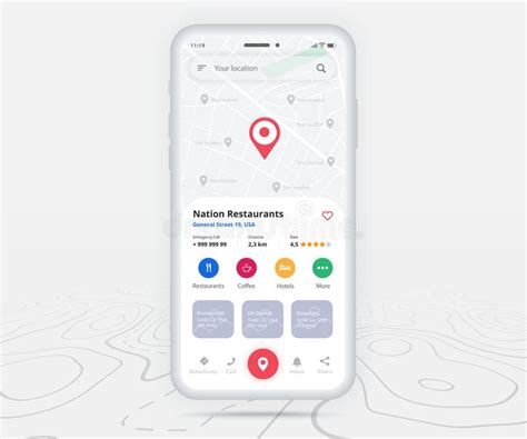 Map GPS Navigation Smartphone Map Application And Red Pinpoint Screen App Search Map