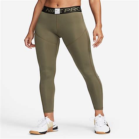 Nike Pro Women S Graphic Mid Rise Leggings Green Dq Footy Com